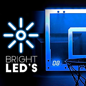 Franklin Sports Over The Door Mini LED Scoring Basketball Hoop - Slam Dunk Approved - Shatter Resistant - Accessories Included 17.75" x 12"