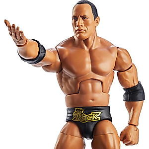 Mattel WWE The Rock WrestleMania Elite Collection Action Figure with Accessory & "Mean" Gene Okerlund Build-A-Figure Parts, 6-inch