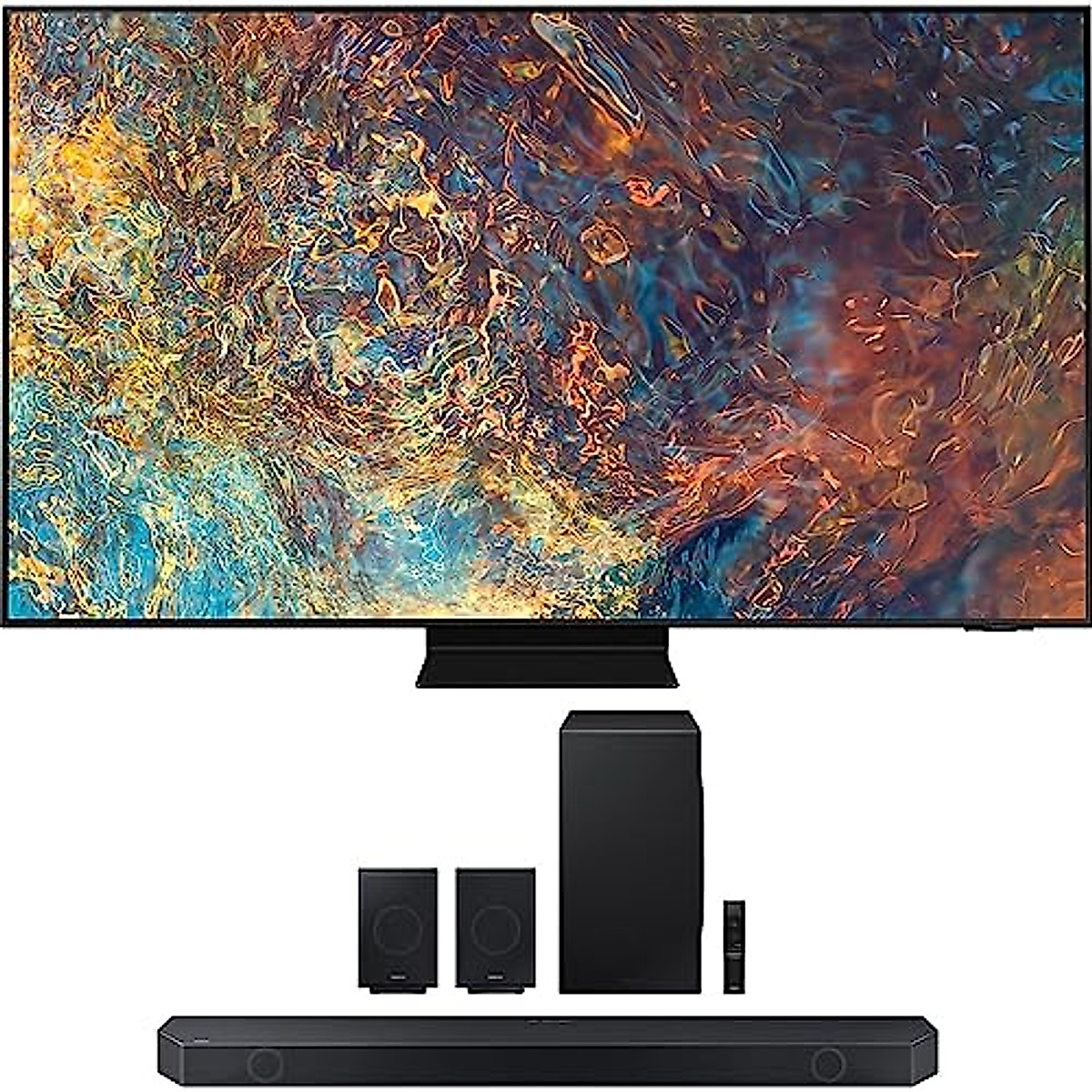 SAMSUNG QN98QN90AAFXZA 98 Inch Neo QLED HDR 4K UHD Smart TV Bundle 11.1.4 ch. Wireless Dolby Atmos Soundbar and Rear Speakers