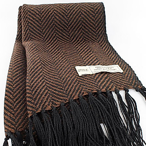 Mucros Weavers Irish Alpaca Scarf Brown Herringbone
