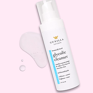 GUNILLA Glycolic Cleanser Exfoliating, Moisturizing Daily Face Wash for Anti-Aging. Aloe Vera Based with 16 Botanicals for All-Skin Types 4 oz.