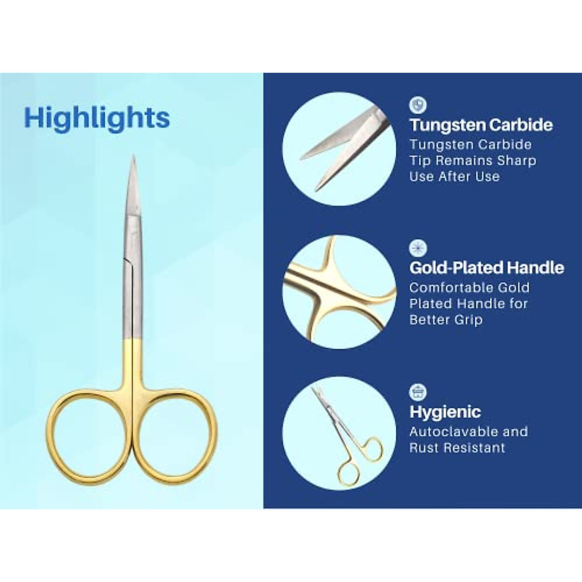 Surgical Scissors 4.5" Straight with Tungsten Carbide Inserts Embroidery Craft