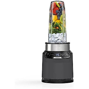 Ninja BN401-A Nutri Pro Compact Personal Blender, Auto-iQ Technology, 1100-Peak-Watts, for Frozen Drinks, Smoothies, Sauces & More, with (2) 32-oz. To-Go Cups & Spout Lids, Gray (2) 32-oz. To-Go Cups, Dark Gray)