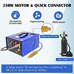 NUOGE PCP Air Compressor 4500Psi/30Mpa Water/Oil Free PCP Air Pump Rifle/Pistol Paintball Cans Powered 12V Automotive DC 110V AC For Home Use With Power Converter And Oil-moisture Filter Easy Carry