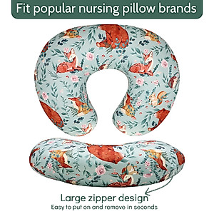 Nursing Pillow Cover & Baby Blankets, Woodland Breastfeeding Pillow Cover Boys Girls, Super Soft Throw Blanket 30 x 40 Inches