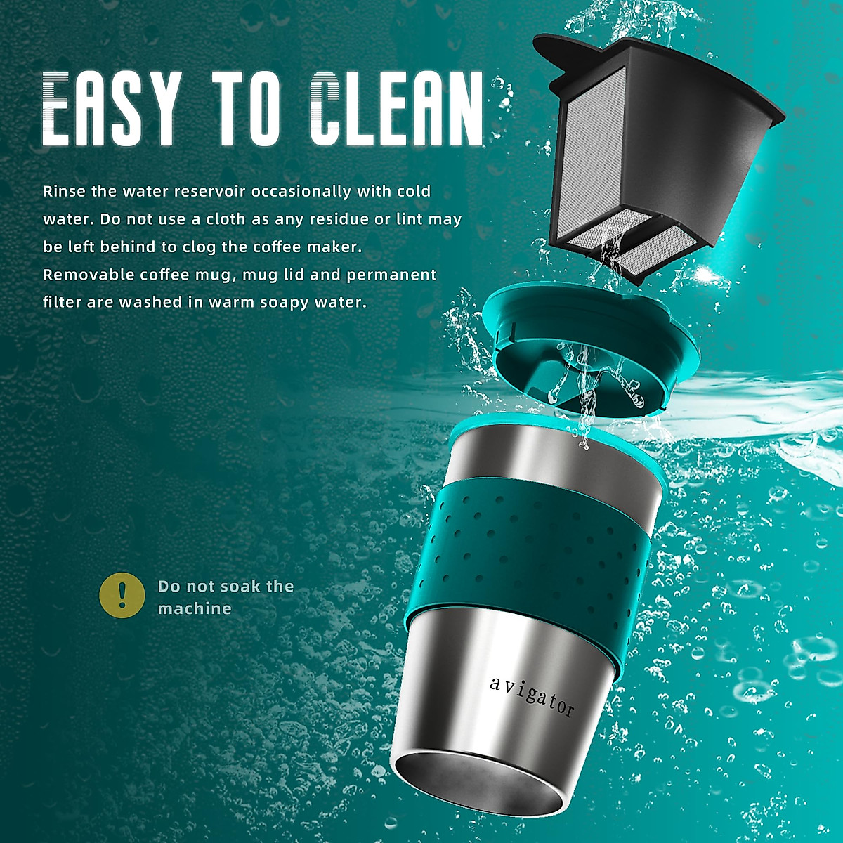 avigator Portable Coffee Maker, 12V Car Coffee Maker, Travel Coffee Machine Fits Car Cigarette Lighter Plug, with Fast Heating, Auto Shut Off, Ground Coffee Maker for Driving Camping&RV（Dark Green）