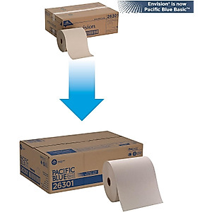 Pacific Blue Basic Recycled Hardwound Paper Towel Rolls by GP PRO (Georgia-Pacific), Brown, 26301, 800 Feet Roll