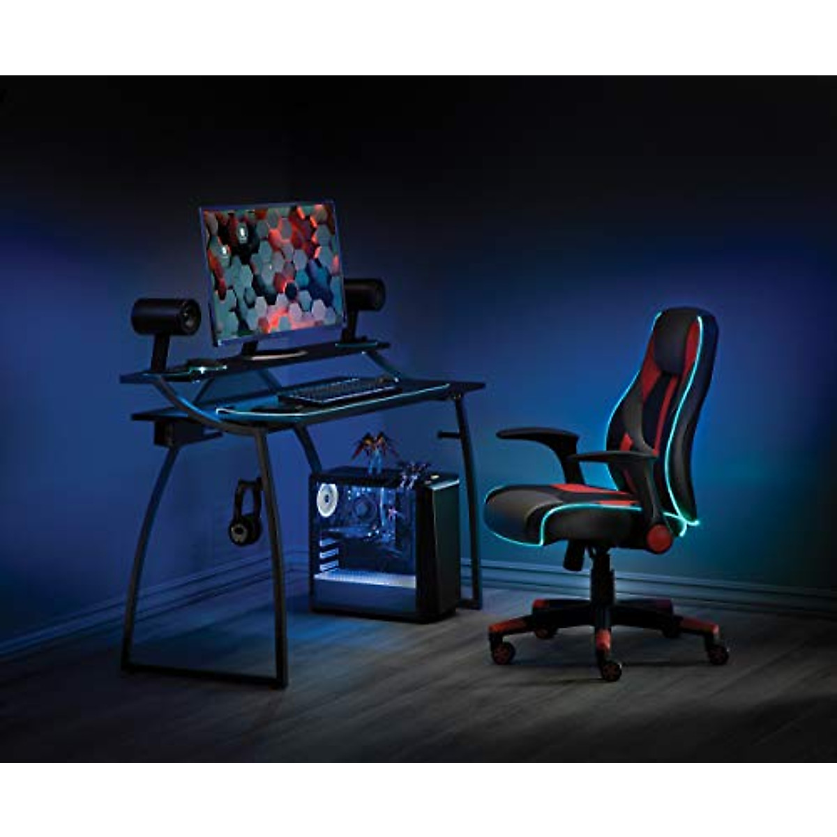 OSP Home Furnishings Alpha Battlestation Gaming Desk, Black