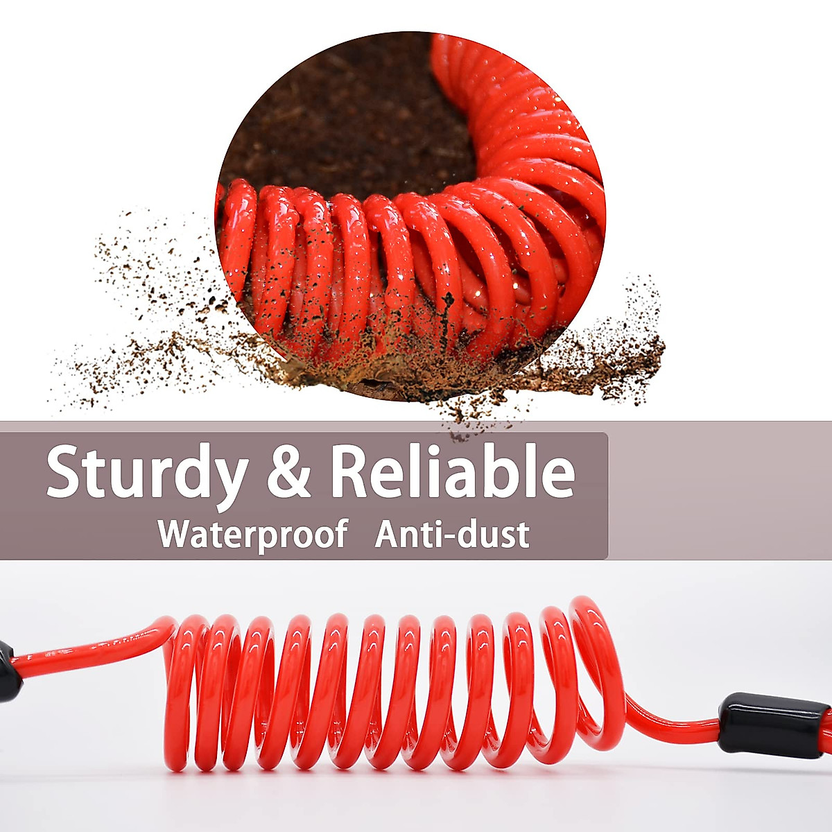 MOCOST 4 ft Breakaway Trailer Cable, Trailer Brake Cable, Stainless Steel Spring Towing Coiled Wire for RV Towing Trailer, Coiled Brake Away Cable with Stainless Steel Carabiner for Breakaway Switch