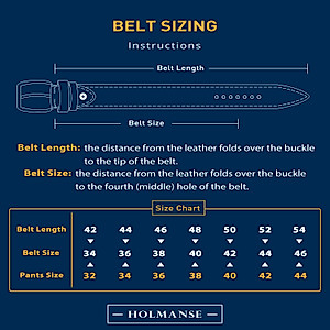 HOLMANSE Italian Full Grain Leather Casual Jean Belt Men Genuine Real Leather Western Golf Cowboy Belt Gift Box Packaging