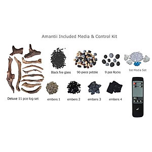 Amantii 72-TRU-View-XL 3 Sided Electric Fireplace 72 Inch, 3-Sided Glass Fireplace Heater w/Remote Control & 8H Timer, Thermostat, Black, Adjustable Brightness, Realistic Flame Effects