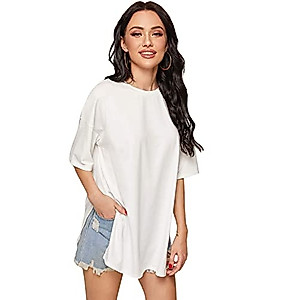 Floerns Women's Casual Basic Short Sleeve Loose T-Shirt Tee Tops A White S