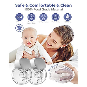 Kompoll Wearable Breast Pump Double Electric Breast Pump 24 mm Hands-Free Breast Pump 2 Mode & 5 Levels Portable Breast Pump Electric Worn in-Bra Wireless Breast Pump Breastfeeding Gray