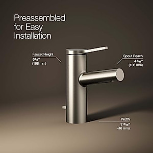 KOHLER 99491-4-BN Elate Single-Handle Bathroom Faucet with Pop-Up Drain Assembly, One Hole Bathroom Sink Faucet, 1.2 gpm, Vibrant Brushed Nickel