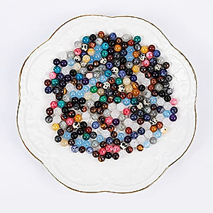 Natural Round Stone Beads Genuine Real Gemstones Smooth Beads with 800pcs 6mm 15 Kinds for Jewelry Making Bracelet Earrings Necklace DIY Crafting Art Crafts