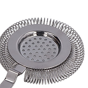 Bar Strainer, Stainless Steel Cocktail Strainer Hawthorne Strainer with Removable Spring, 8 x 3.7in(Black)