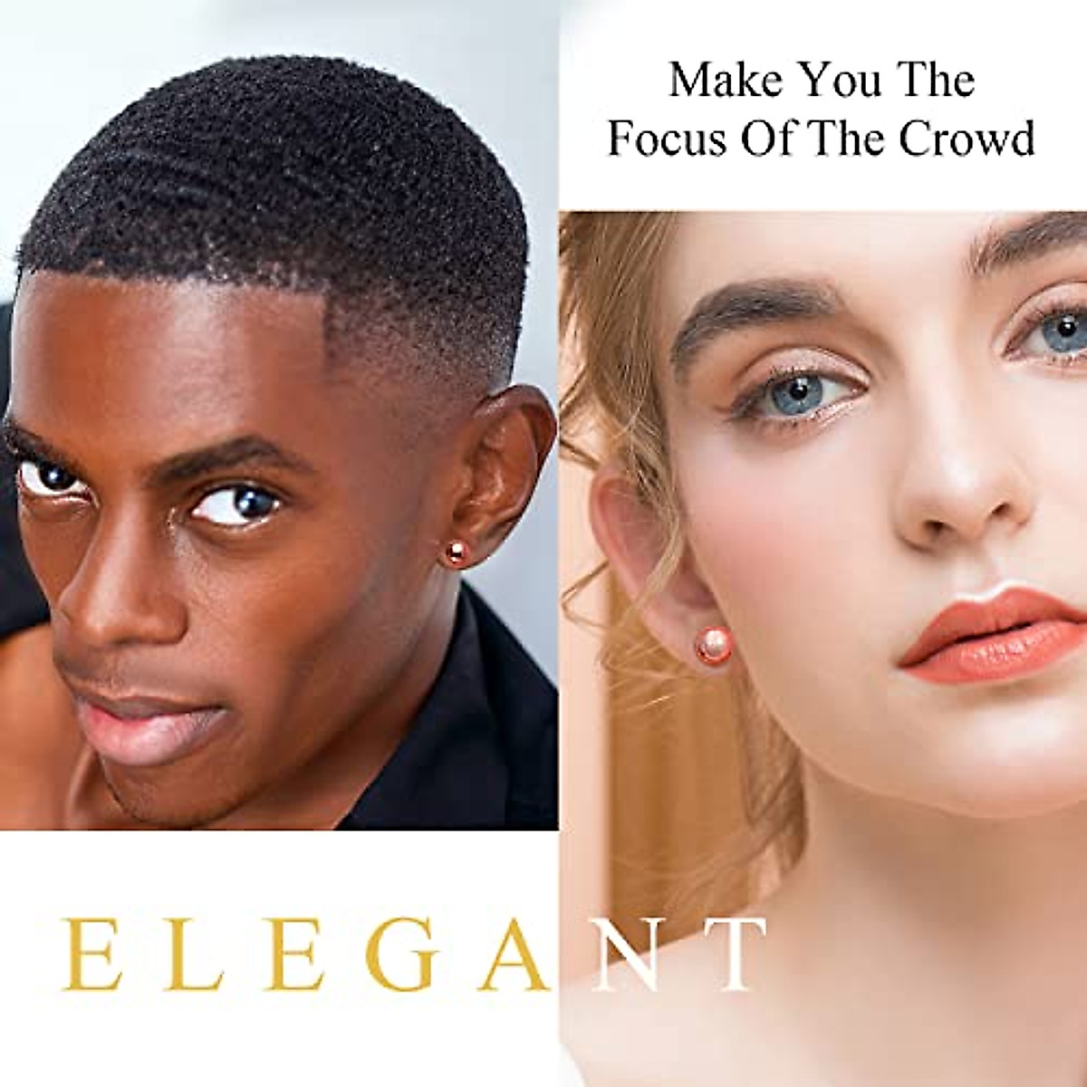 UHIBROS Hypoallergenic Studs Earrings 316L Surgical Stainless Steel Earrings Round Ball Earring for Women Men 5 Pairs Assorted Sizes(4mm-8mm)