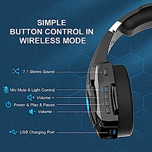 PHOINIKAS Wireless Gaming Headset with Microphone, G9000 2.4G Wireless Headset for PC PS4 PS5 Switch, Over Ear Headphones with 7.1 Stereo Sound, 3.5mm Wired Gaming Headset for Laptop/Phone/Tablet