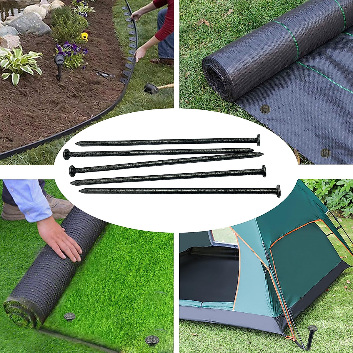 Metal Nails 50 Pcs 10-Inch Landscape Anchoring Spikes for Paver, Weed Barriers, Turf, House Construction, Carpentry Nail, Tent, Anchoring Spikes (10in 50pcs)