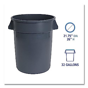 Boardwalk 32Glwrgra Round Waste Receptacle Lldpe 32 Gal Gray