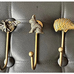 Knobs By Blossom Vintage Antique Brass Iron Wall Hooks Tie Backs Bronze Handmade Metal Animal Hook (20. Hedgehog), TFVSAH