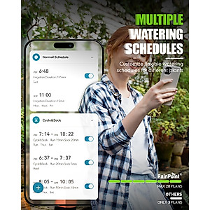 RAINPOINT Bluetooth Hose Timer with Brass Inlet,Smart Water Timer for Garden Hose,Sprinkler Timer with Rain Delay/Manual/Auto Watering, App Control