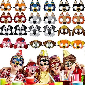 24 Packs Puppy Dogs Felt Masks Party Favors for Kids, Blue Puppy Game Video Party Supplies, Blue Puppy Themed Birthday Party Decorations Gift for Boys Girls