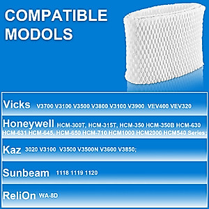 WF2 Humidifier Filter Replacement for Vicks V3500 V3100 V3900 V3700 VEV320,Kaz 3020 & Re-Lion WA-8D Cool Mist Humidifiers,Pack of 6 by TOMOON