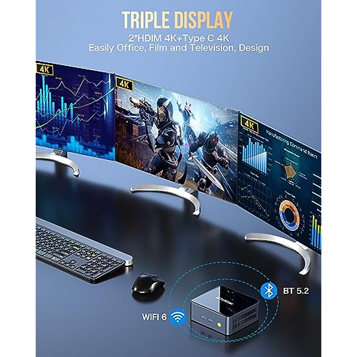 GMKtec Mini PC Windows 11 Pro Intel Core i7-11390H (Turbo 5.0 GHz) 1TB SSD 16GB DDR4, Desktop Mini Computers WiFi 6, USB3.2, BT 5.2, DP, HDMI, RJ45 2.5G