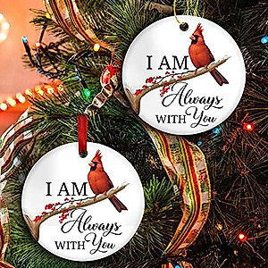 Sympathy Christmas Tree Decorations - 2023 Christmas Ornament - Christmas Sympathy Gifts, Memorial Gifts for The Loss of A Loved One, Christmas Decorations, Cardinal Always with You Ceramic Ornament