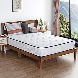 PrimaSleep 10 inch Hybrid Tight Top Spring Mattress,White/Blue Piping/Dura I Gel Foam (King)
