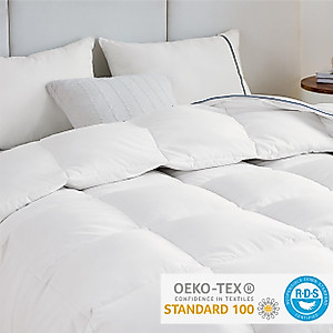 Bedsure Feather Down Comforter King Size - All Season Down Duvet Insert King, Luxurious Hotel Bedding, Feather Down Comforter, Noiseless Down Duvet with 8 Tabs (106"x90", White)