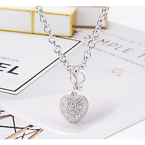 Meilanduo Solid 925 Sterling Silver Rolo Chain Link Necklace with Key Heart Pendant 18" 20" for Women (20 Inches)