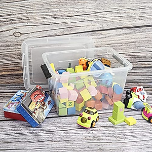 Ucake 12 Quart Clear Plastic Storage Box, Latching Box with Lid and Handle, Set of 6