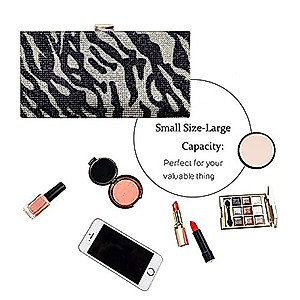 ZLM BAG US Leopard Print Clutch Purse for Women Diamond Crystal Evening Bag Metal Chain Party Cocktail Wedding Dinner Handbag