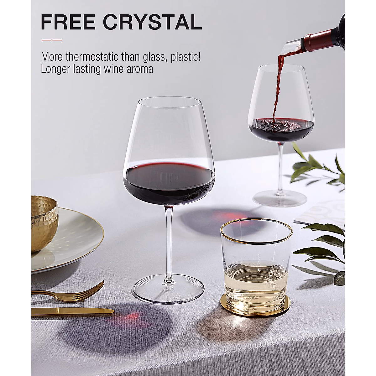 AOOE Red Wine Glasses Set of 6, Hand Blown Crystal Glasses-21 OZ,Large Burgundy Glasses- Light, Clear, Perfect for Wine tasting, Wedding, Anniversary, Birthday