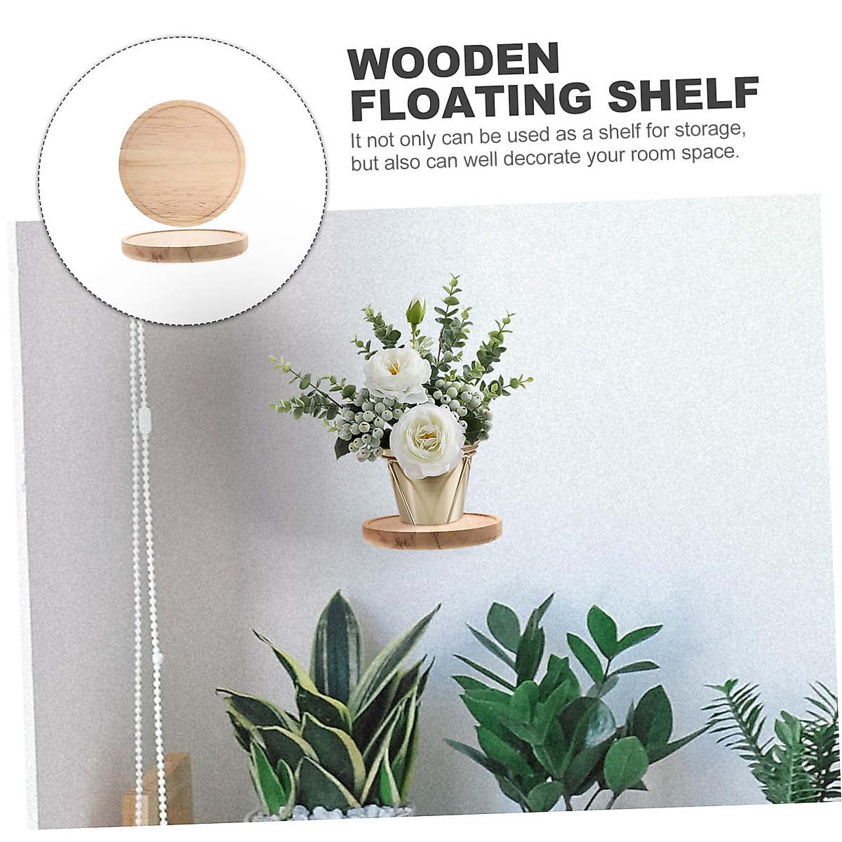 HOMSFOU 2pcs Wall Mount Bookshelf Wood Decor Wall Hooks Decorative Wall Mounted Bookshelves Wood Trim Wood Bookshelf Round Bookshelf Wall Decor Holder Wall Shelf Wooden Rack Television 15c