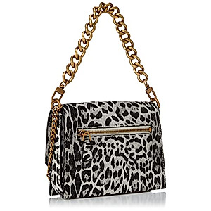 GUESS Centre Stage Crossbody Flap, Black/White Leopard
