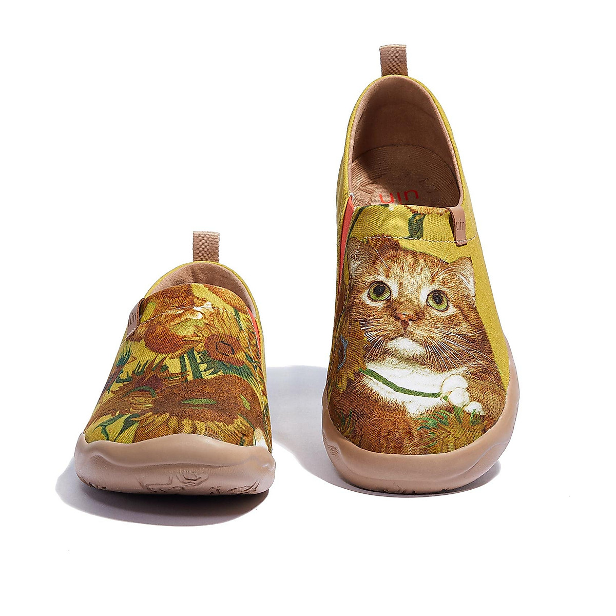 UIN Women's Art Travel Shoes Slip On Casual Loafers Lightweight Comfort Fashion Sneaker Fat Cat Art Toledo Ⅰ Sunflowers and Cat (9.5)