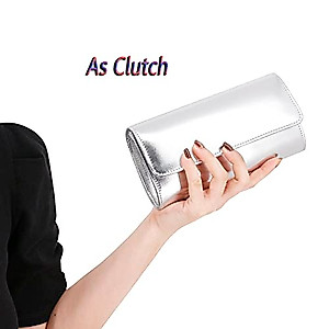 Gabrine Womens Hologram Holographic Evening Bag Shoulder Bag Crossbody Bag Handbag Clutch Purse for Wedding Party Prom(Silver)