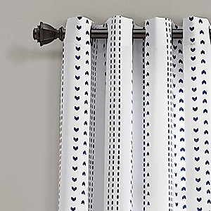 Lush Decor Hygge Stripe Window Curtain Panel Pair, 95" Long x 52" Wide, Navy & White