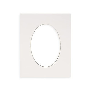10x18 Mat Bevel Cut for 8.5x11 Photos - Precut White Oval Shaped Photo Mat Board Opening - Acid Free Matte to Protect Your Pictures - Bevel Cut for Family Photos, Pack of 1 Matboard Show Kit With Acid