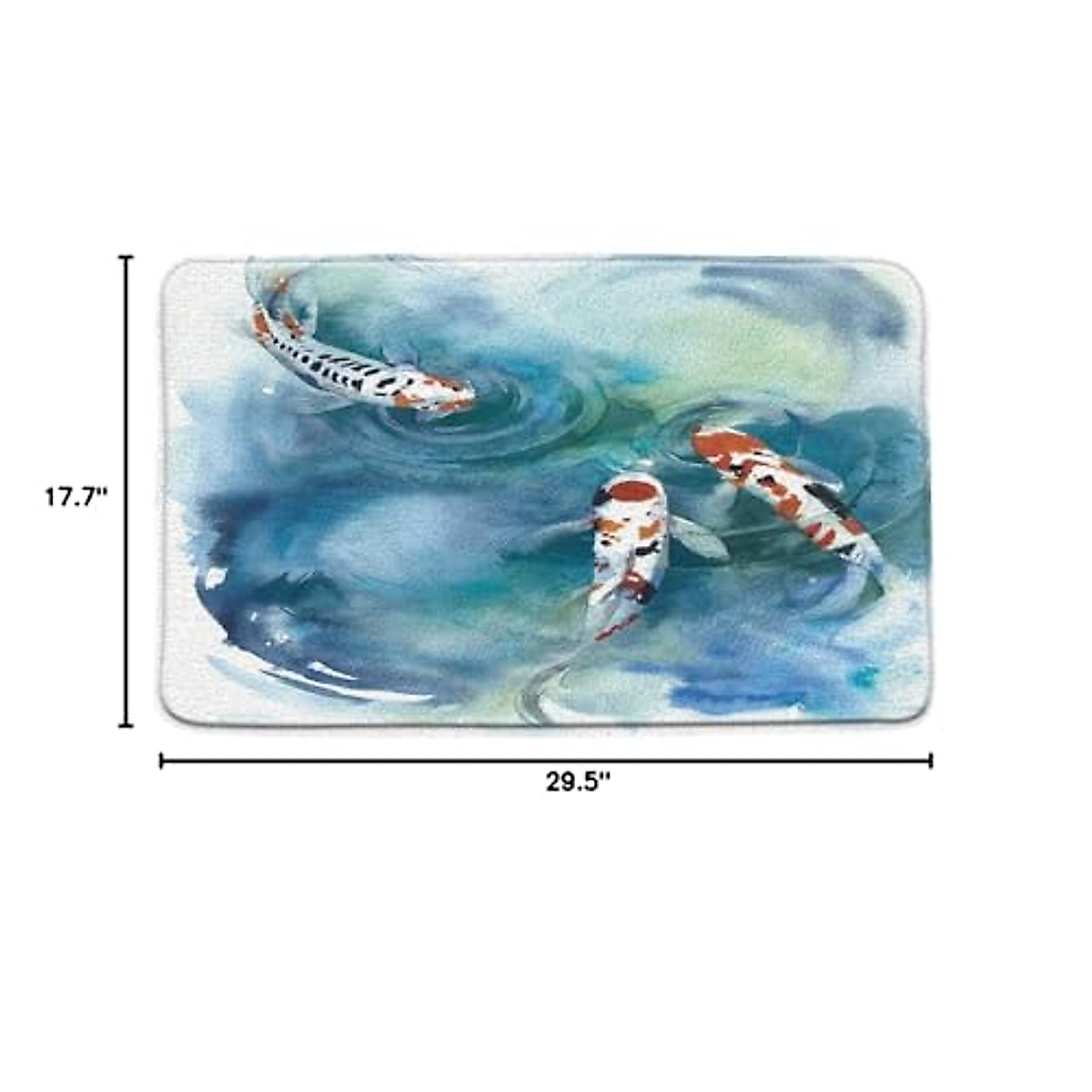 AMFD Koi Fish Bath Mat Red Asian Japanese Watercolor Koi in Pond Ink Painting Style Colorful Carp Fish Art Soft Bathroom Shower Mat Kitchen Rug Microfiber Memory Foam,18x30 Inch