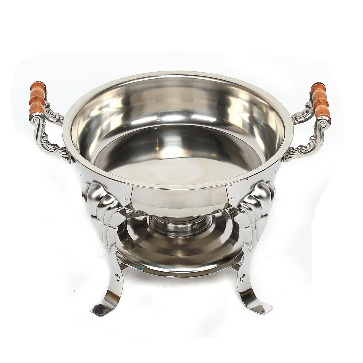 Full Size Stainless Steel Chafing Dish Buffet Set, Round/Rectangular Catering Warmer Set with Food Trays & Mirror Cover, Thick Stand Frame Food Warmer for Kitchen Party Banquet (Round)