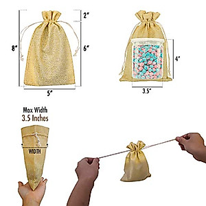 FLAIRYLAND 25 Pack 5" X 8" Linen Burlap Bags with Jute Drawstring for GiftBags Wedding Party Favors Jewelry Pouch, ChristmasBirthday Presents, Snack Sacks and DIY Craft Arts Projects, Brown