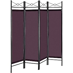 Squareful 4-Panel Room Divider, 6ft Folding Freestanding Screen w/Steel Frame & Fabric Surface, Portable Privacy Partition for Home Office, Brown