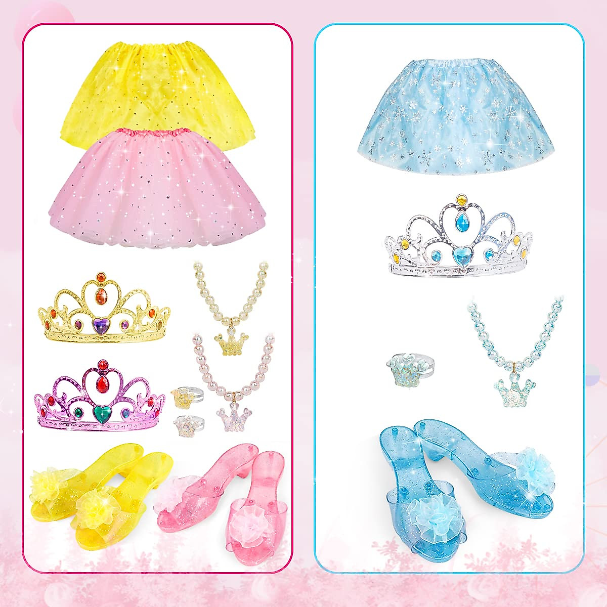 Meland Princess Dress Up for Girls - Dress Up Clothes for Girls with Princess Shoes, Princess Toys for Girls 3,4,5,6 Year Old