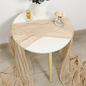 DOLOPL Beige Cheesecloth Table Runner 13.3ft Boho Gauze Cheese Cloth Table Runner Rustic Sheer Runner 160inch Long for Wedding Bridal Baby Shower Birthday Party Cake Table Decorations