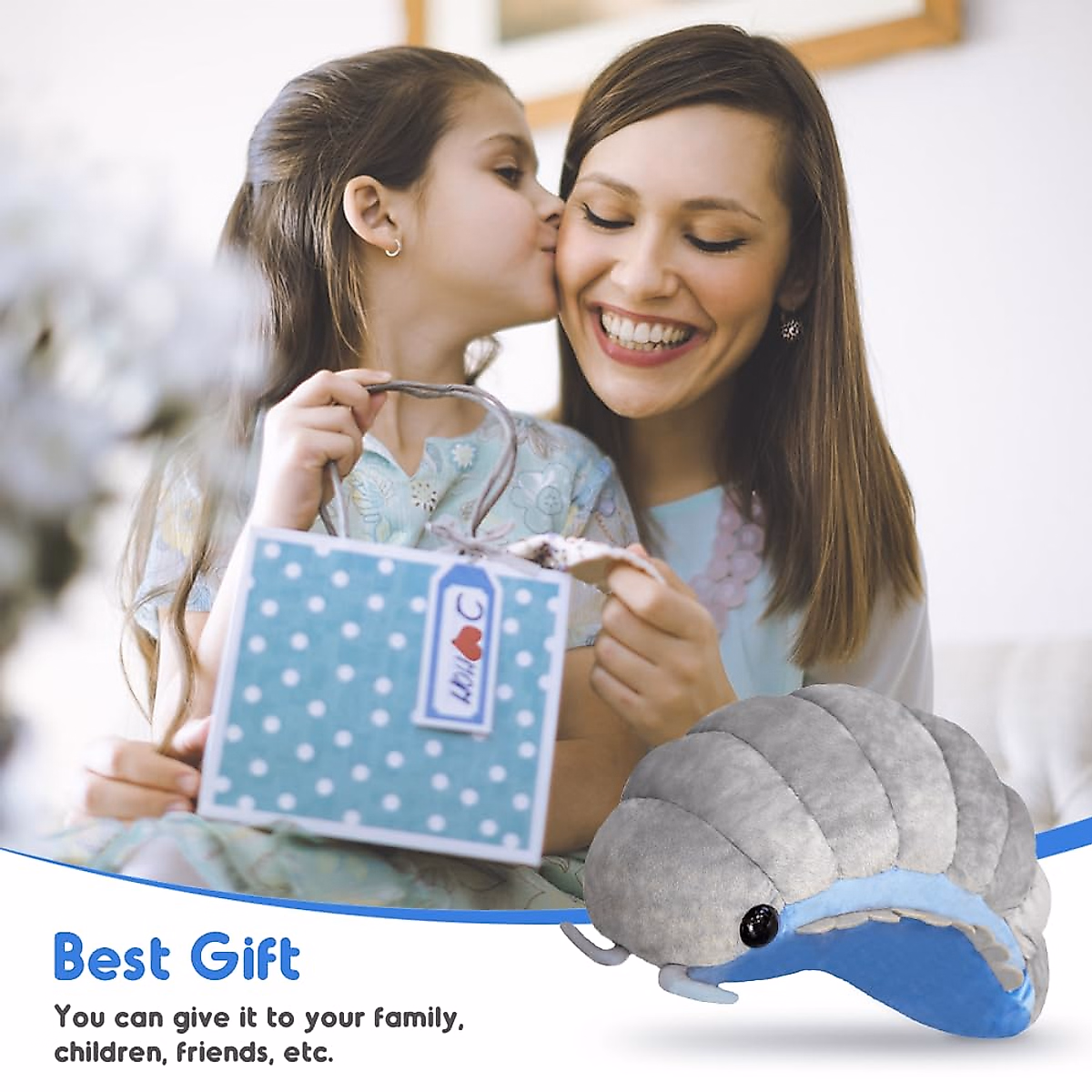 Airsnigi 2 Pieces Insect Plush Toys Pill Bug Stuffed Soft Animals Pillow Soft Deep Sea Insect Doll Pillow Kids Toys Girls Boys Gift - Grey 30cm/12inch