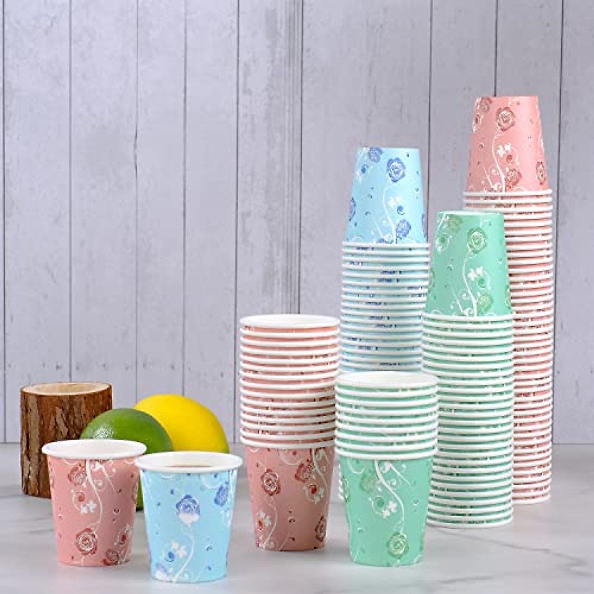 Lamosi 300 Pack 3 oz Rose Paper Cups for Bathroom, Bathroom Cups 3 oz Paper, Mouthwash Cups, Small Drinking Cup(Fruits), Mini Paper Cups for Parties, Picnics, Barbecues, Travel and Events